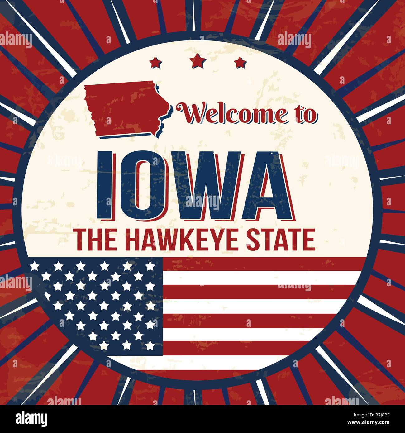 Welcome to Iowa vintage grunge poster, vector illustrator Stock Vector ...