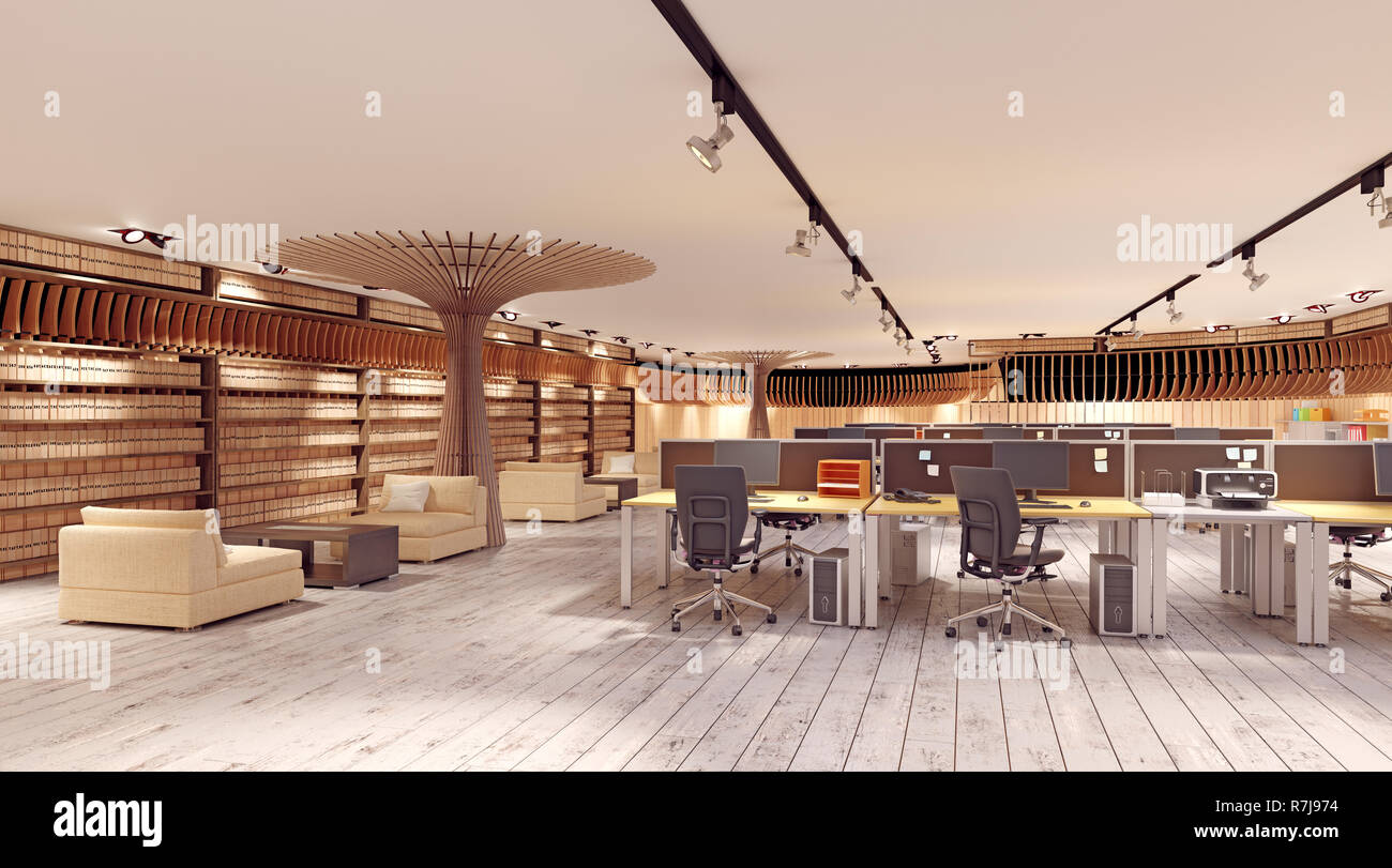 modern office interior. 3d rendering design concept Stock Photo - Alamy
