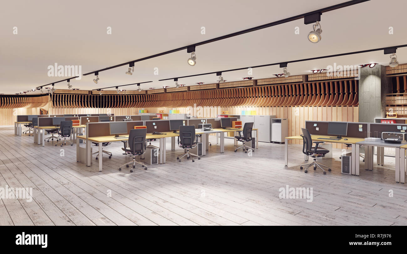 modern office interior. 3d rendering design concept Stock Photo - Alamy