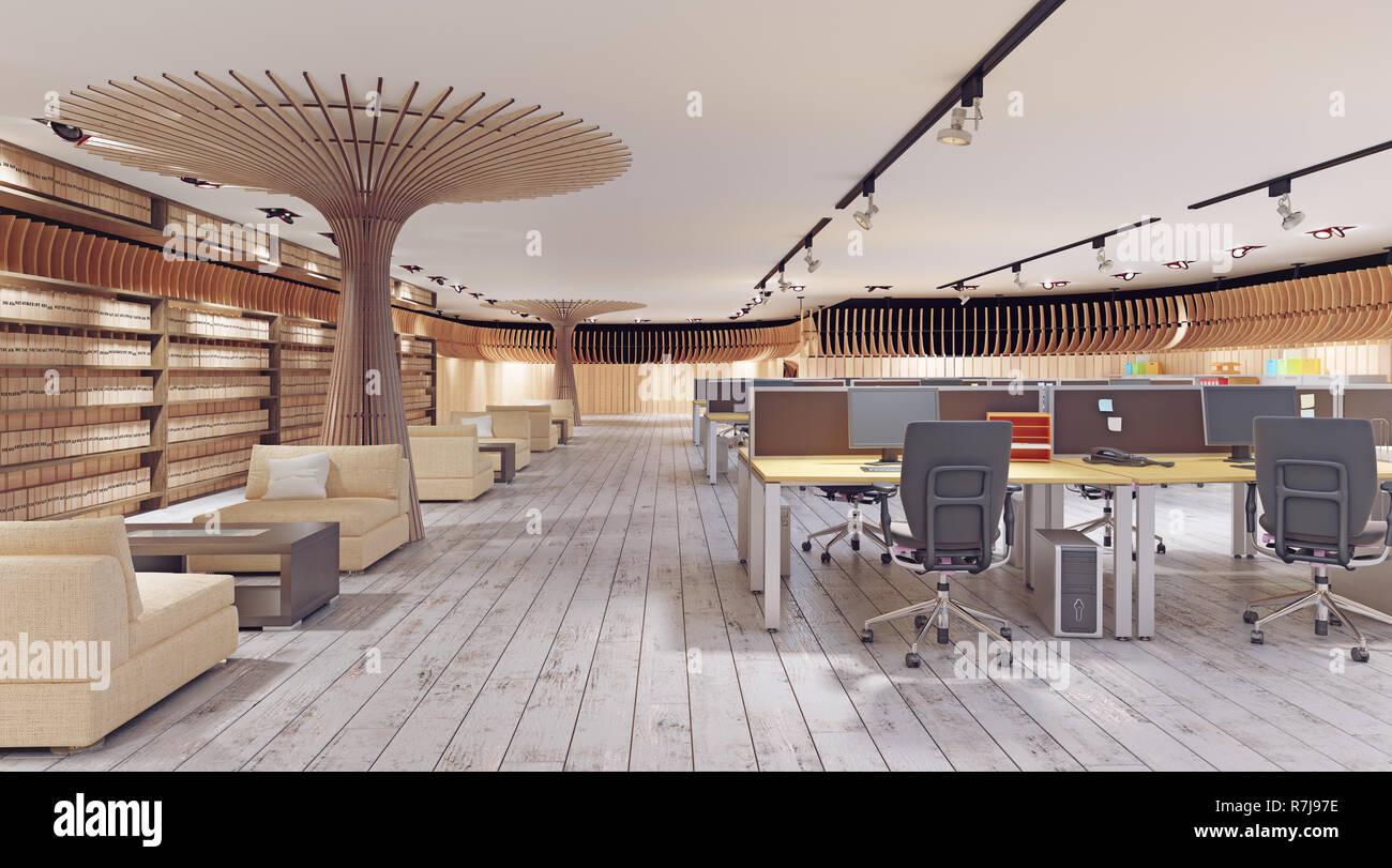 modern office interior. 3d rendering design concept Stock Photo - Alamy