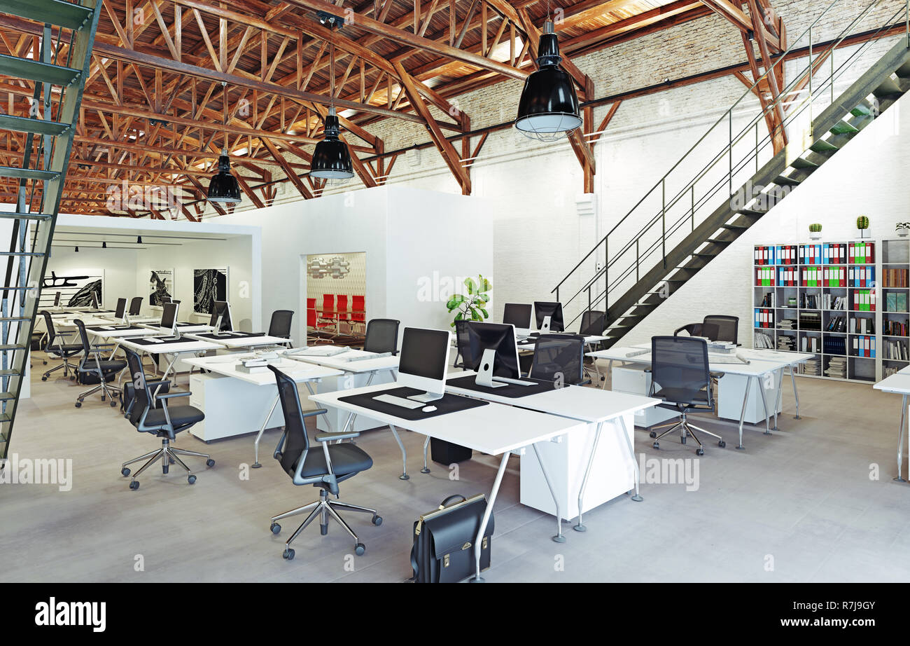 modern office interior. 3D rendering concept Stock Photo - Alamy