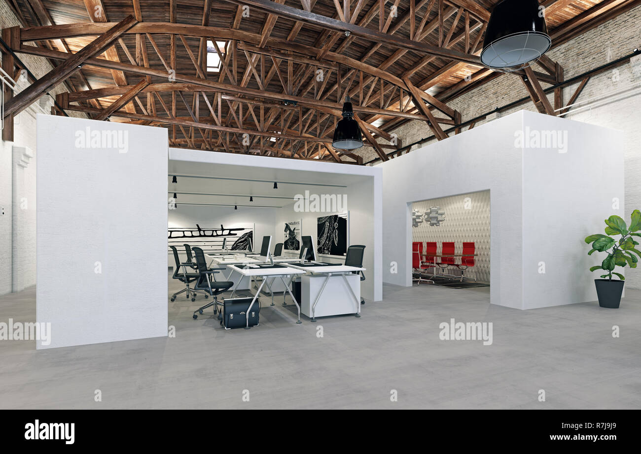 modern office interior. 3D rendering concept Stock Photo - Alamy