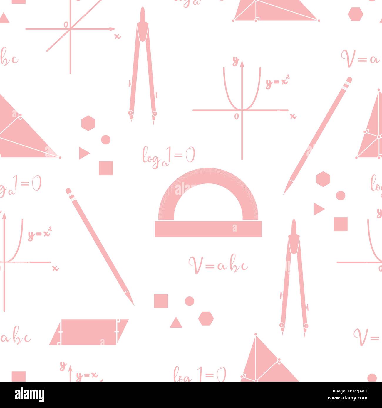 Mathematical Scientific Vector Seamless Pattern With Geometry Plots