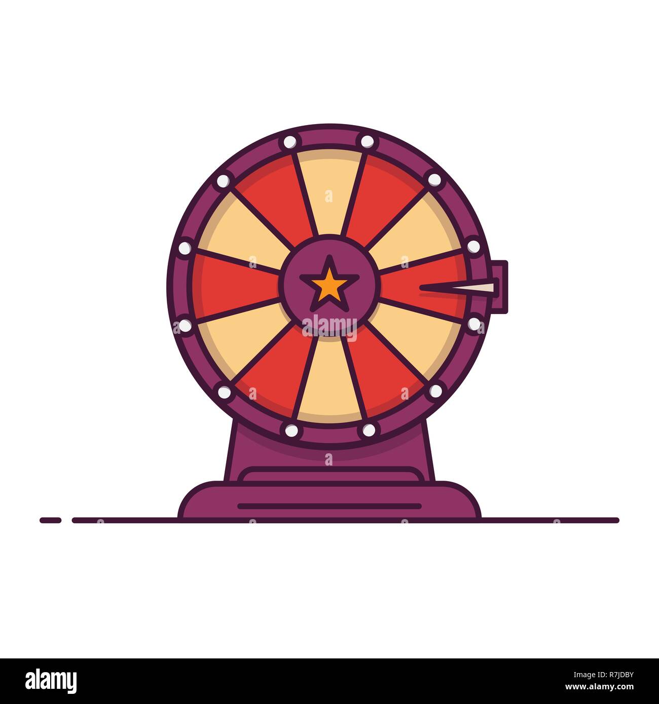 Wheel of fortune line style vector illustration. Spin roulette game ...