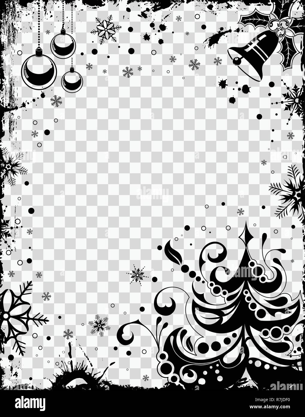 Mistletoe Border Black And White