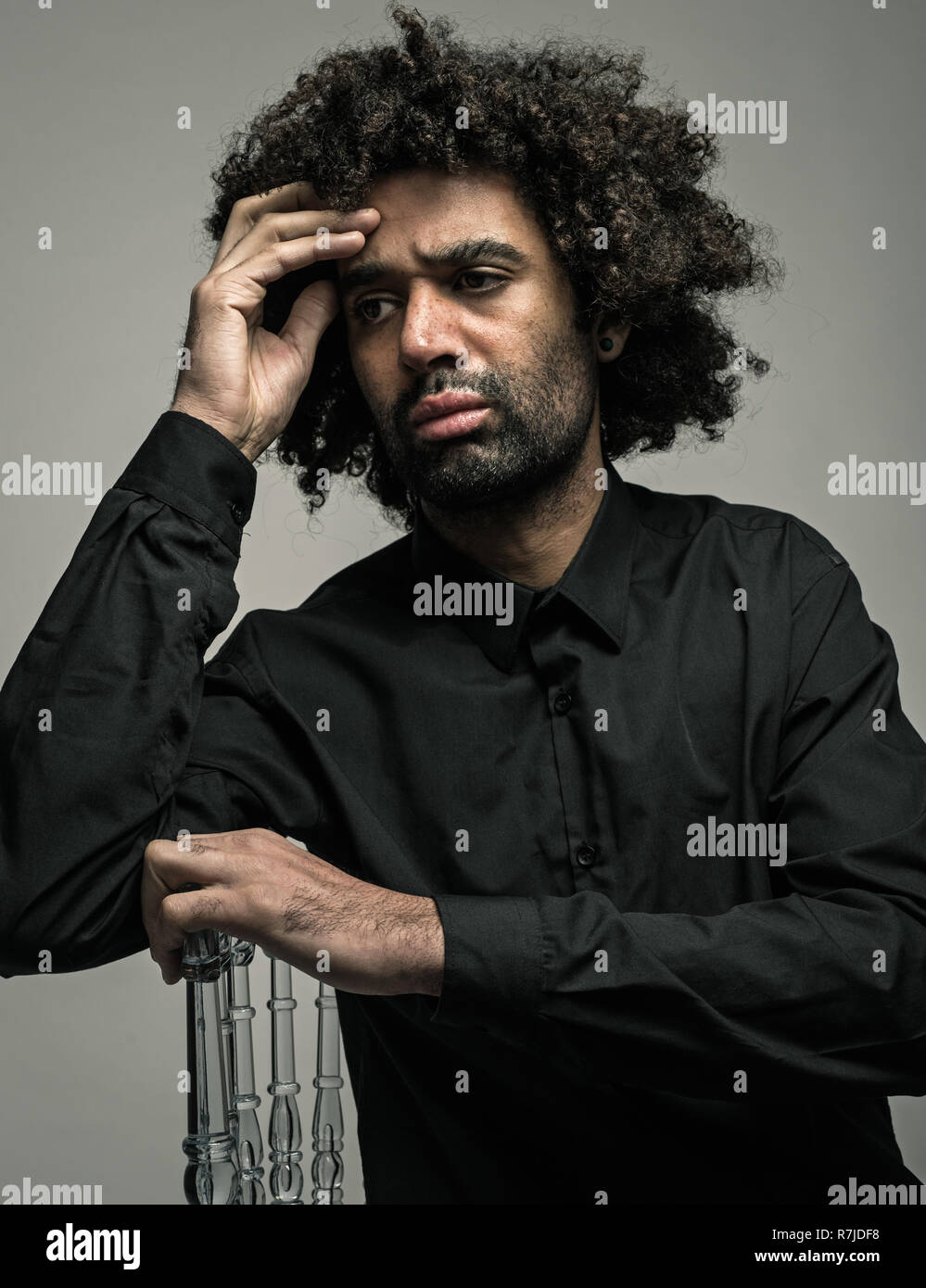 black male portrait looking worried Stock Photo - Alamy black male portrait looking worried Stock Photo - Alamy