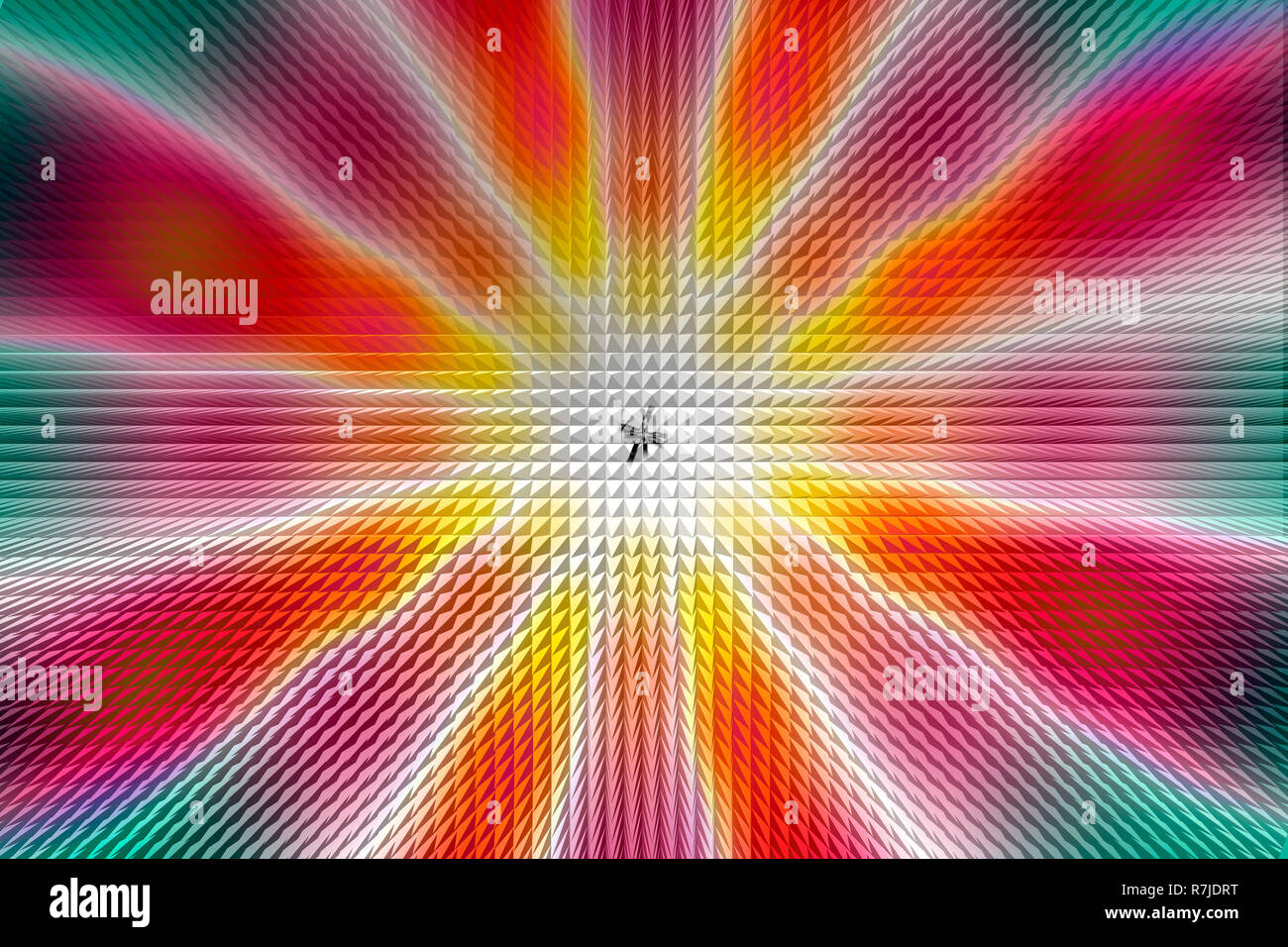 Blue, red, orange, yellow, white and grey radial circle pattern ...