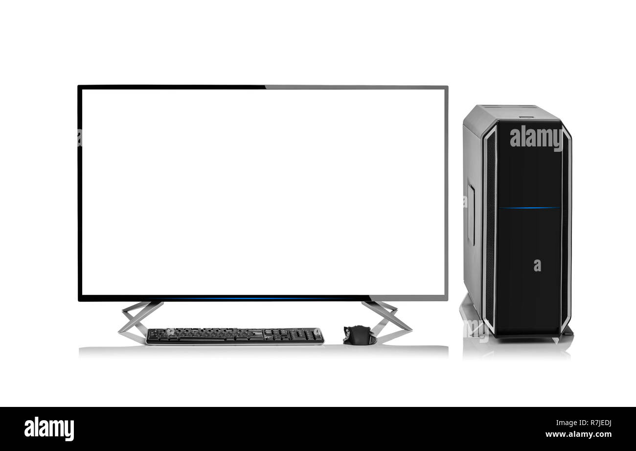 Modern stylish desktop personal computer with rgb led illumination on ...