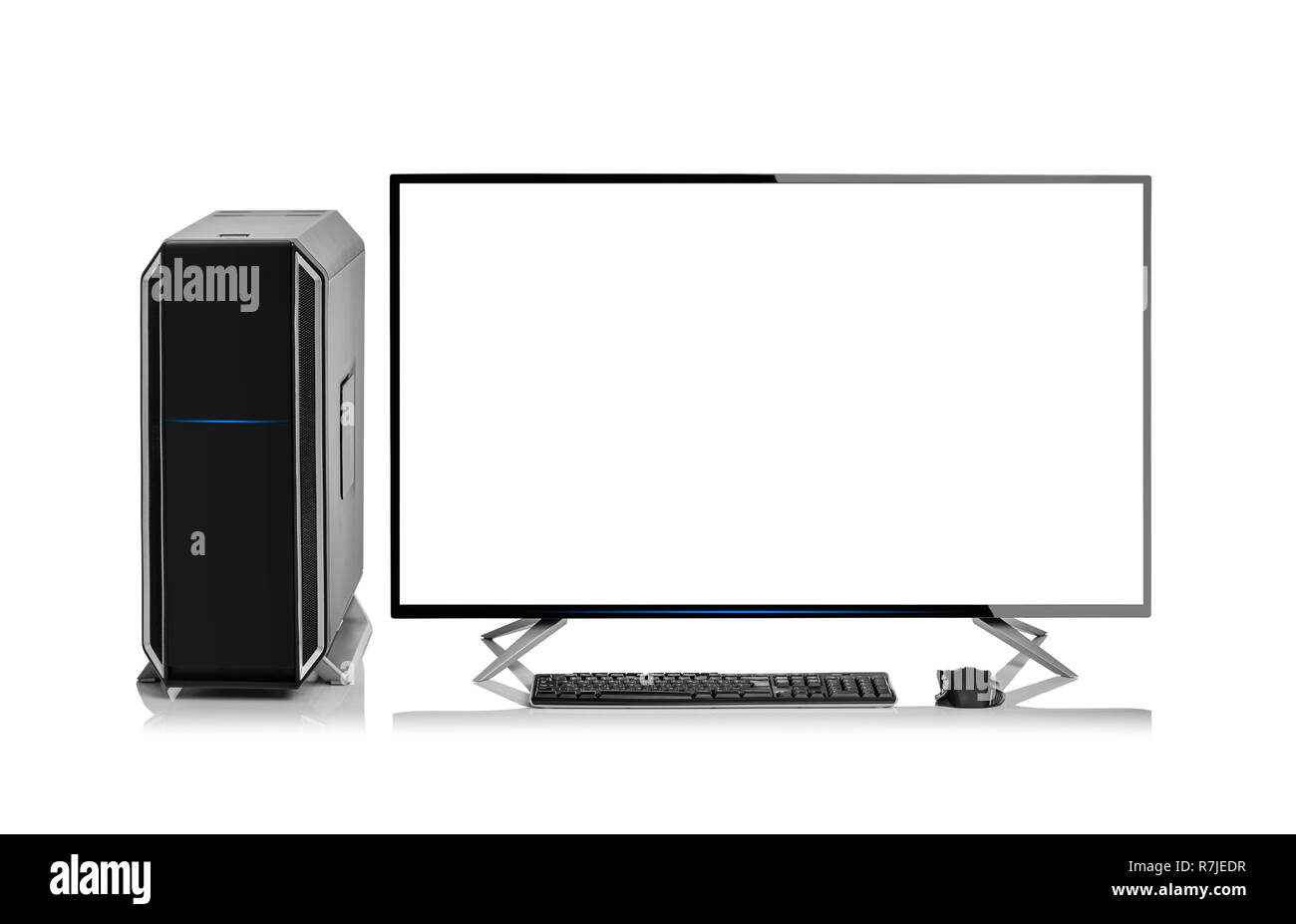 Modern stylish desktop personal computer with rgb led illumination on ...