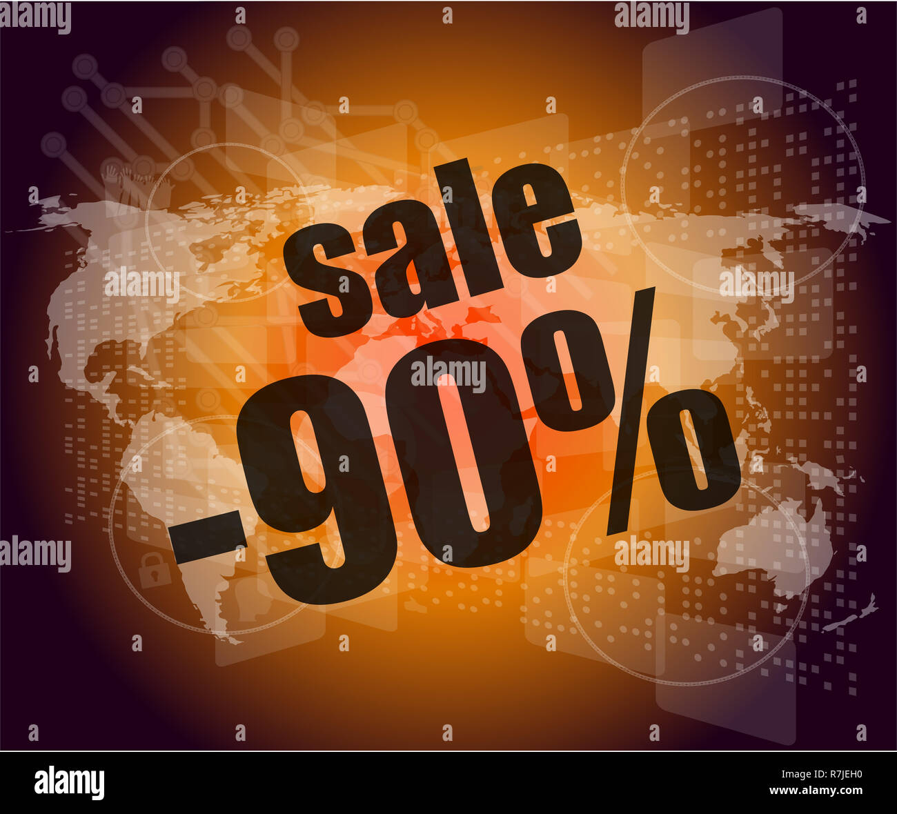 sale percentage on business digital touch screen Stock Photo - Alamy
