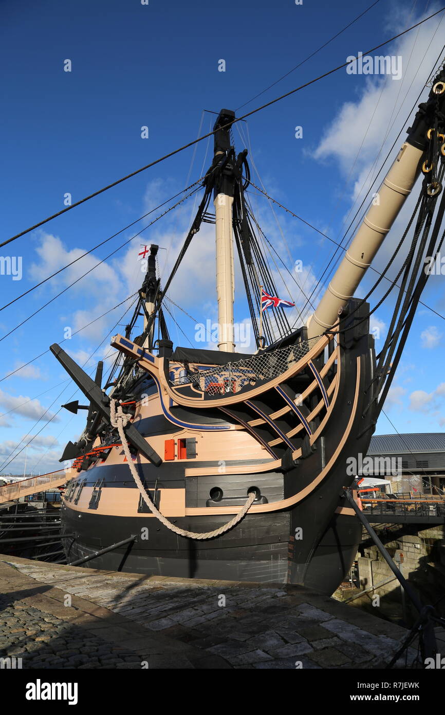 HMS Victory, Vice-Admiral Lord Nelson's flagship, Historic Dockyard ...