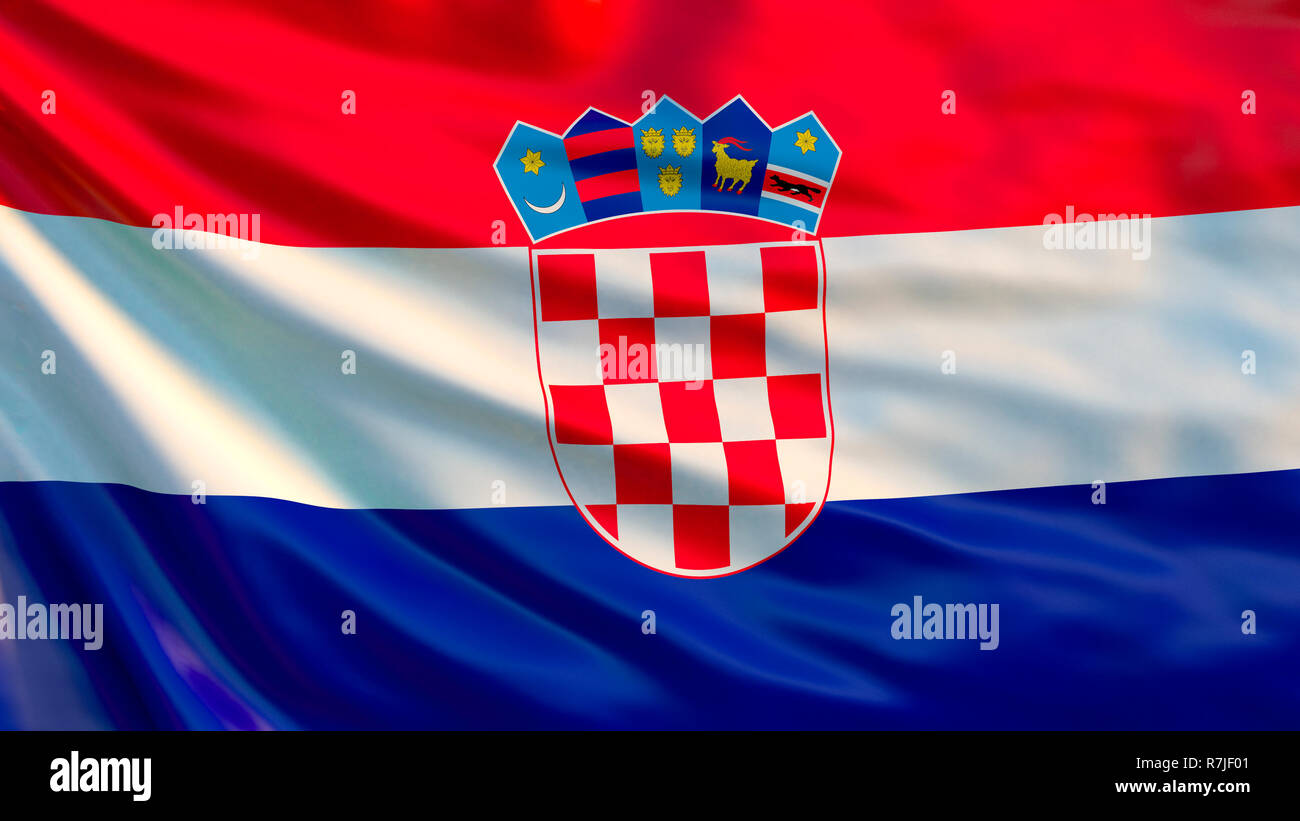 Croatia. Waving flag of Croatia. 3d illustration Stock Photo - Alamy