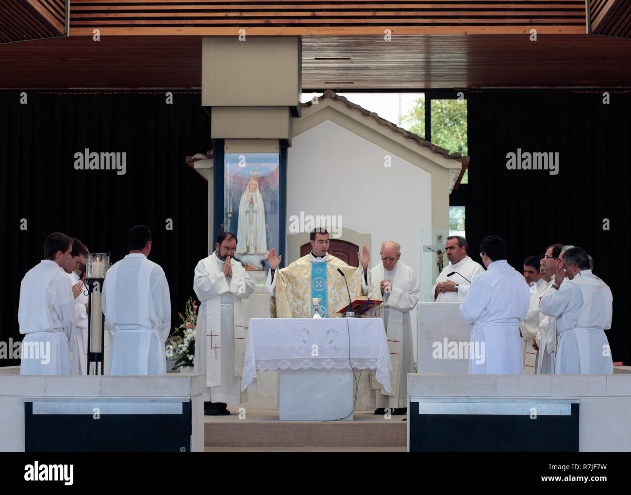 Ceremonial Mass at the Shrine of Fatima, Portugal, close to the Chapel ...