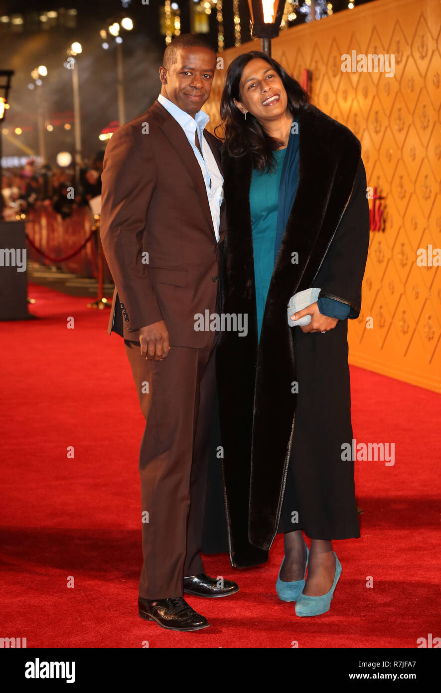 Adrian Lester with his wife Lolita Chakrabarti as they arrive at the ...