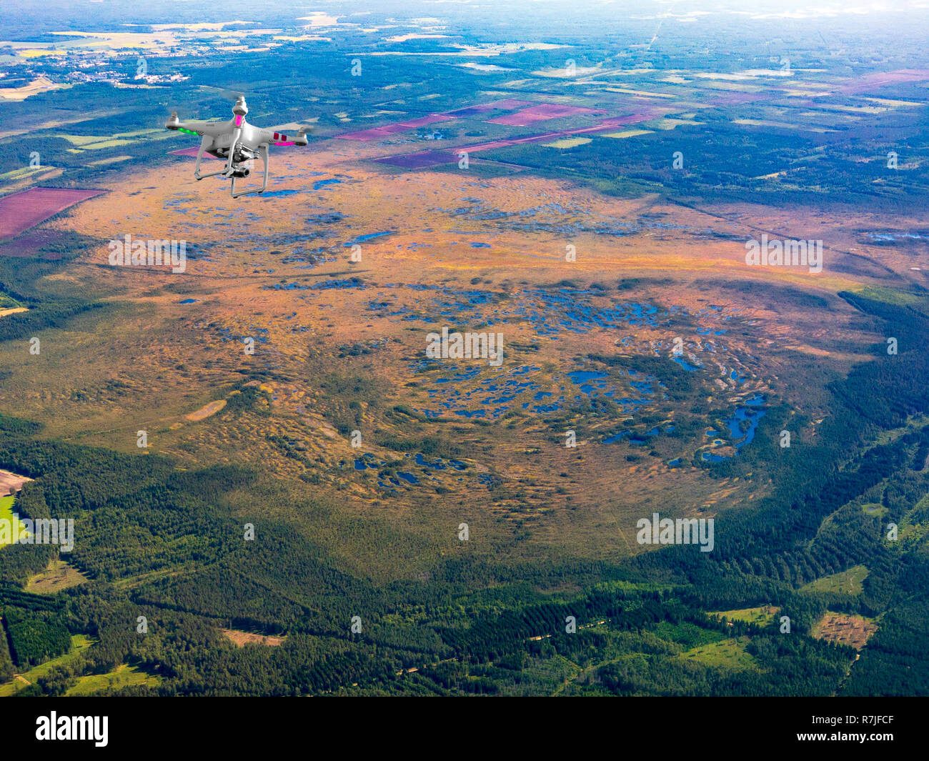 Top aerial view of a big bog Stock Photo - Alamy