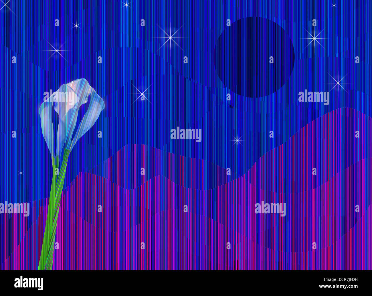 Linear abstract with white flowers Stock Photo - Alamy