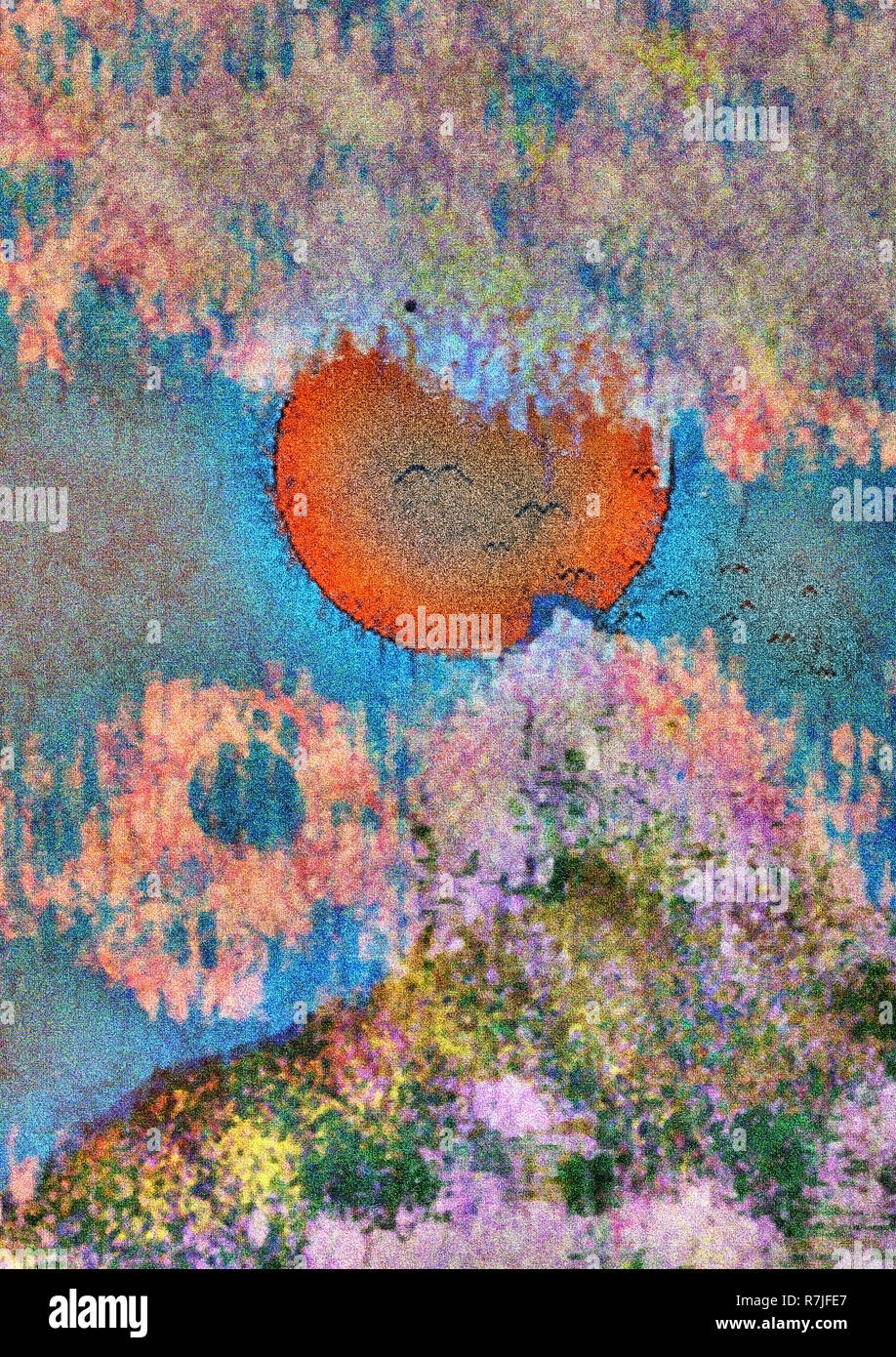 Abstract orange sunset. Textured design Stock Photo - Alamy