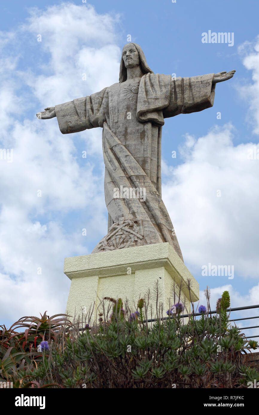The Christ the King statue in Ponta do Garajau on Madeira Stock Photo ...