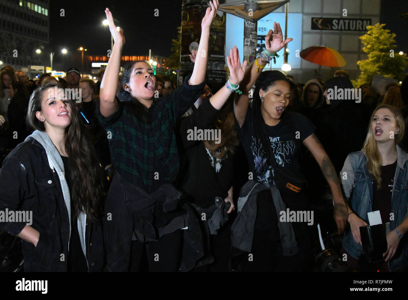 Berlin, Germany - 24 September 2017: Protesters during right-wing Anti ...