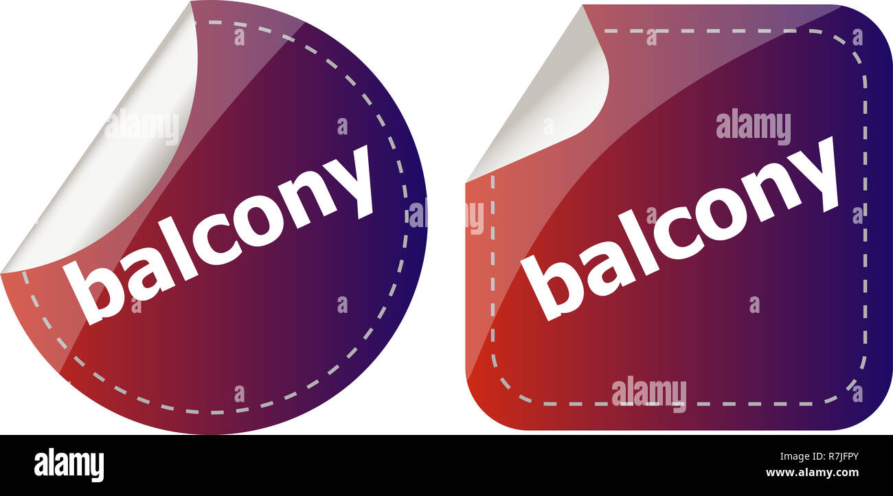 balcony word on stickers button set, label, business concept Stock ...
