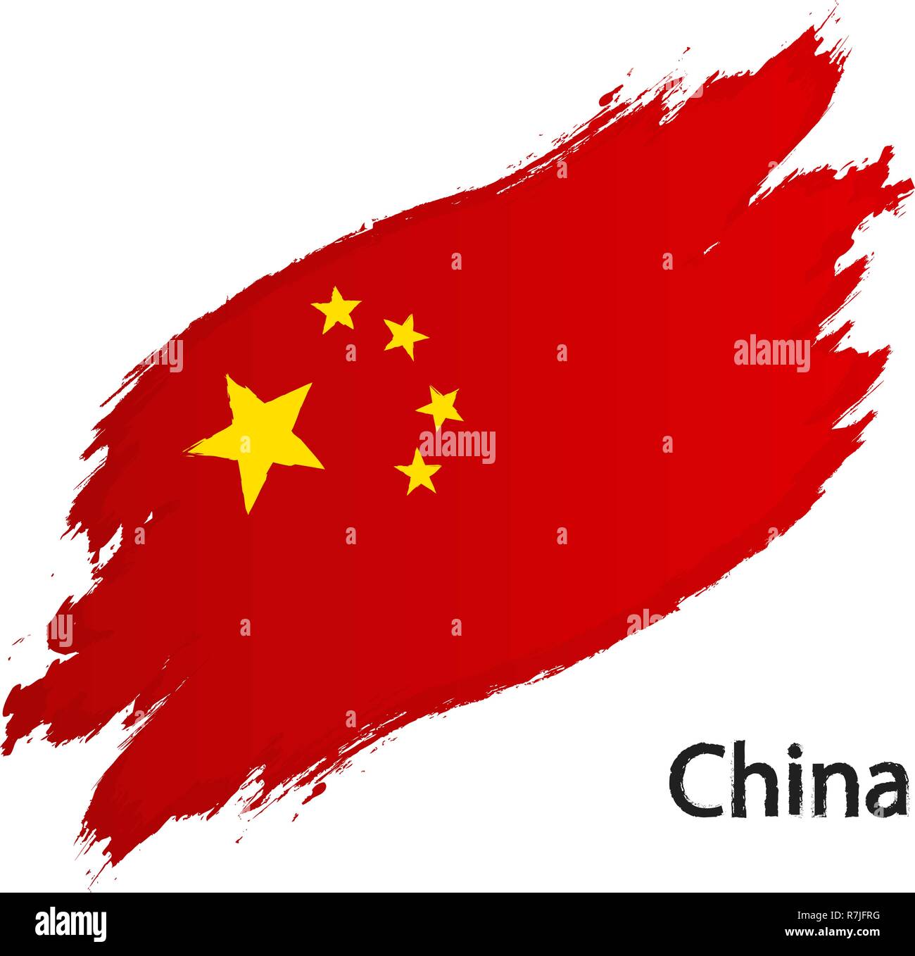 Flag of China grunge style vector illustration isolated on white ...