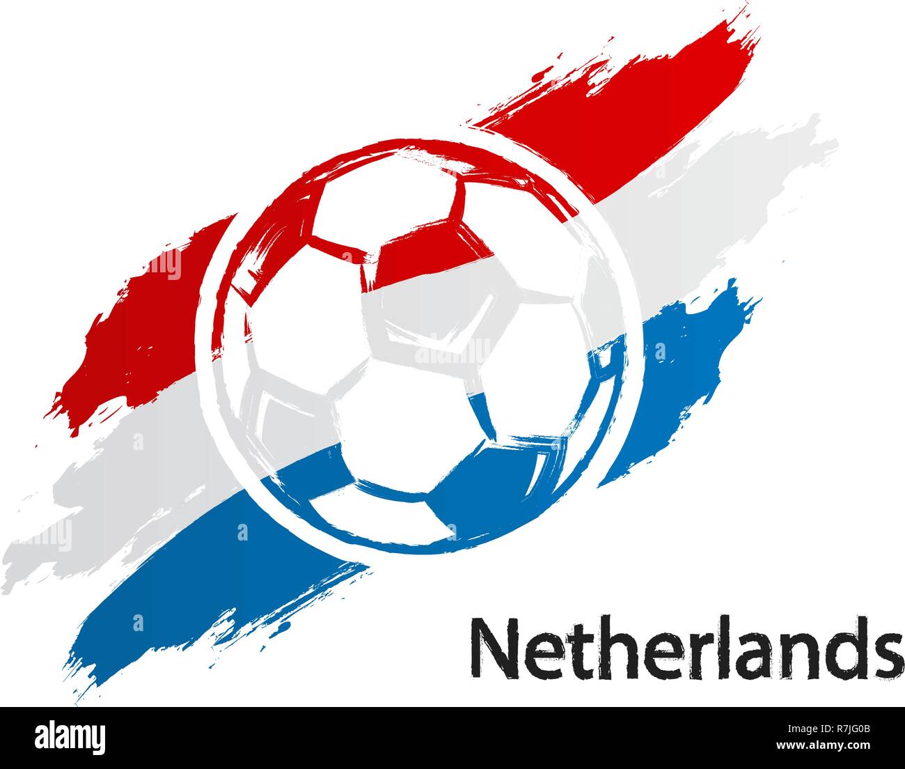Football icon Netherlands flag grunge style vector illustration ...