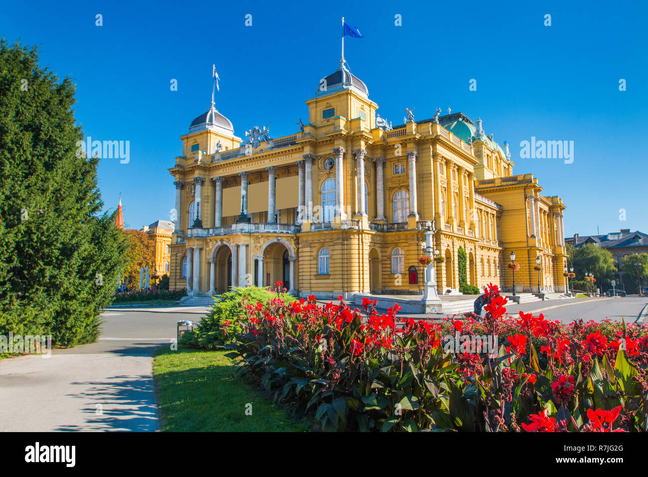 Croatia, Zagreb, beautiful historic national theater building and ...