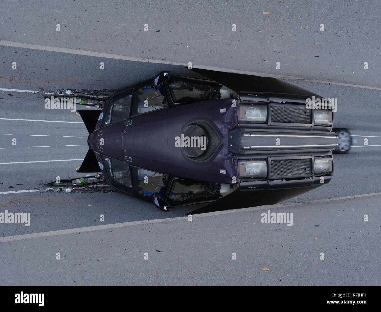 Broken overturned car hi-res stock photography and images - Alamy