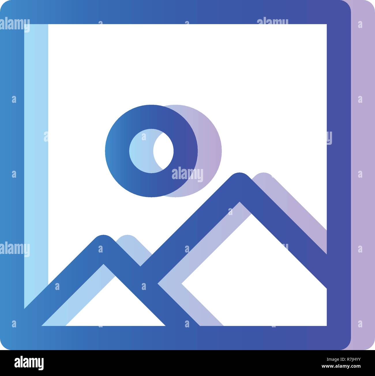 Picture blue purple gradient icon, image symbol Stock Vector Image ...