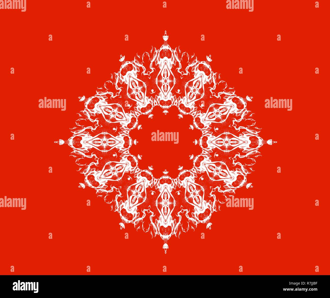 White Snow Flakes on a Red Background Stock Photo - Alamy