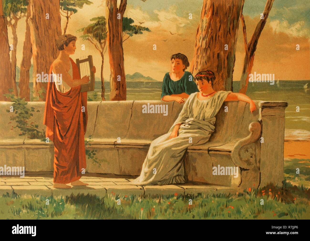 Customs in Ancient Greece. Chromolithography. La Civilizacion (The ...