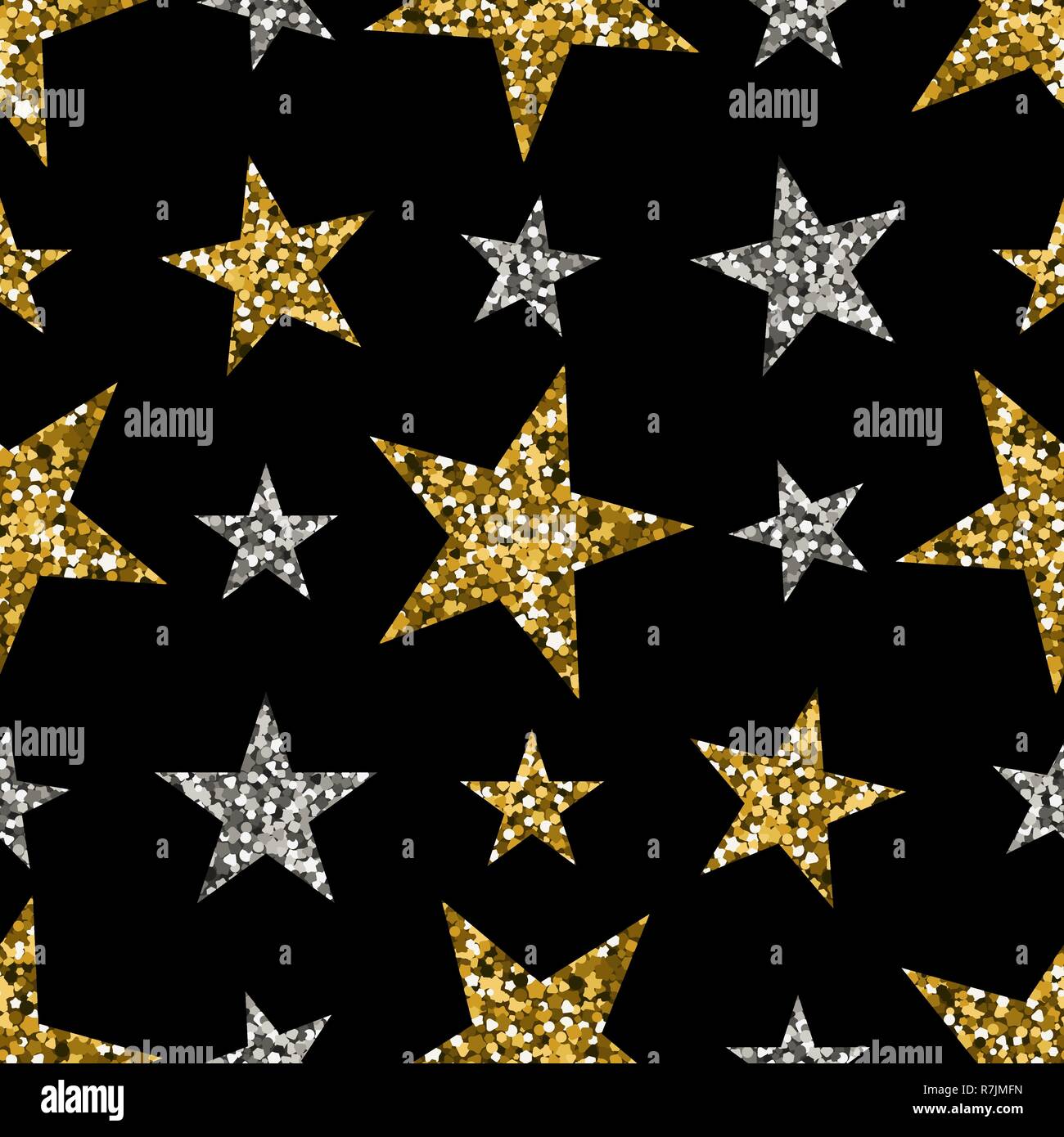 Gold and silver stars. Seamless pattern background. Vector illustration ...