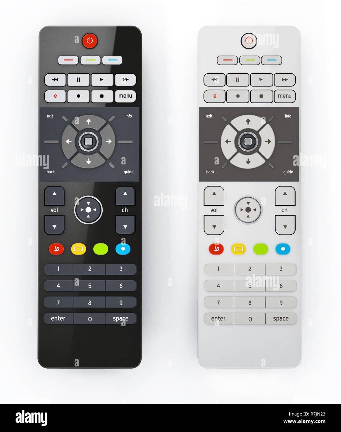 Generic remote controller isolated on white background. 3D illustration ...