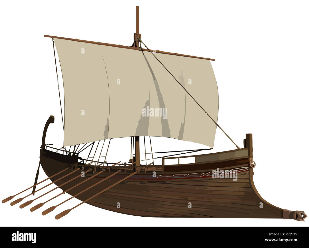 viking ship ancient wood military nordic illustration Stock Photo - Alamy
