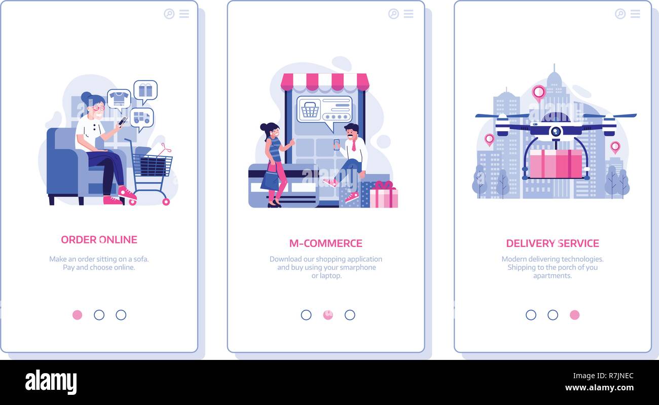 Mobile Shopping Onboarding Screens Stock Vector Image & Art - Alamy