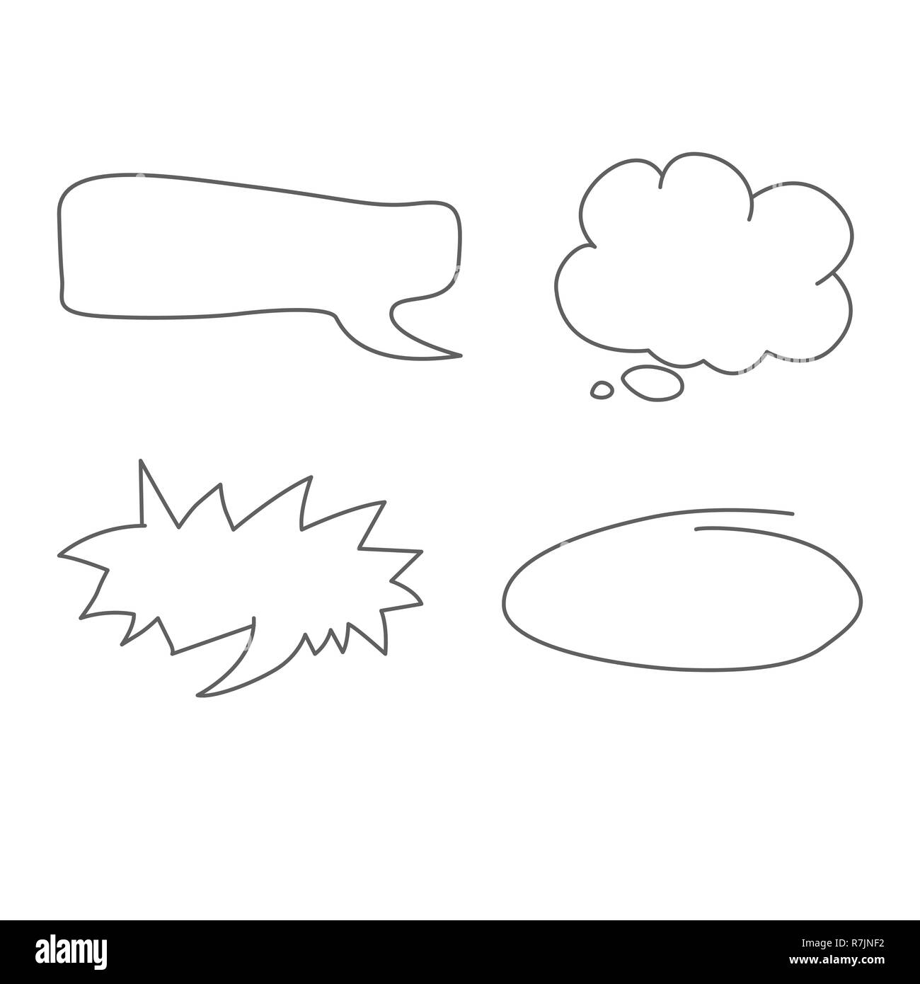 Speech bubbles doodle set. Comic clouds vector illustration Stock ...