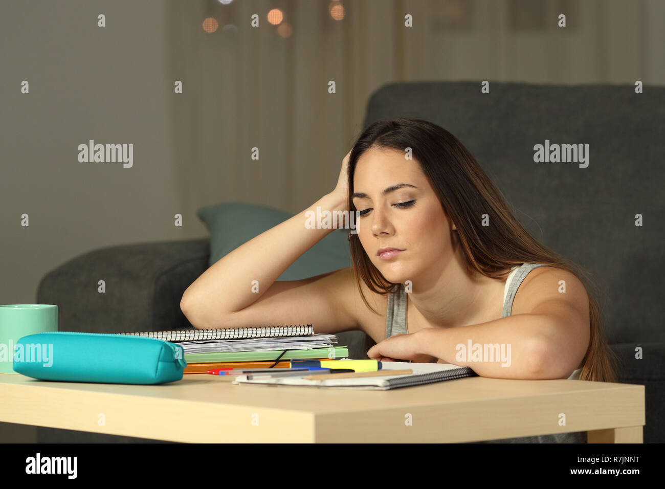 Teen up late homework hi-res stock photography and images - Alamy