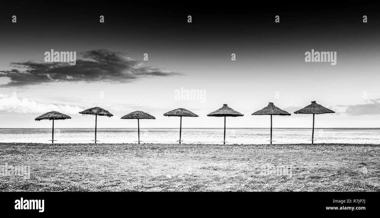 Sand beach sunset during Black and White Stock Photos & Images - Alamy