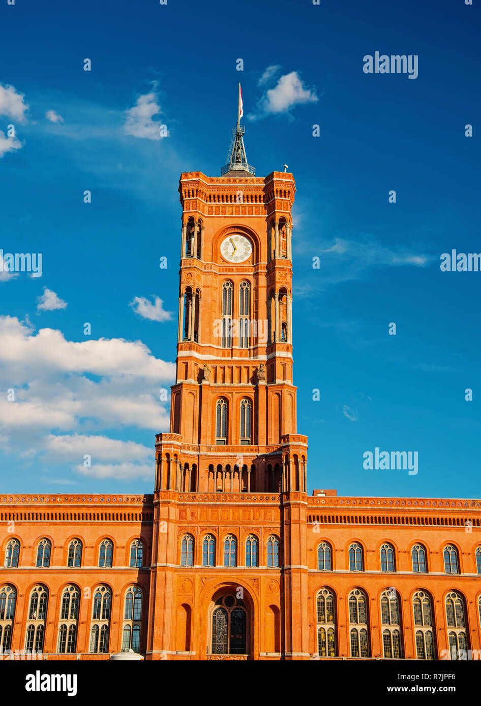 Panoramic front view of the red town city hall in Berlin Stock Photo ...