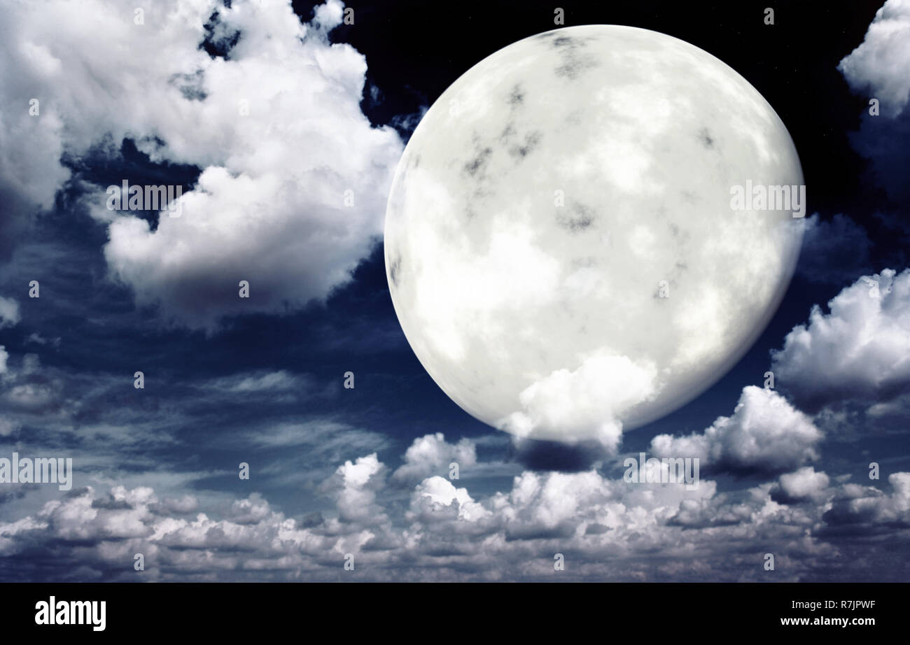 Bright moon in the night sky. Elements of this image furnished by NASA ...