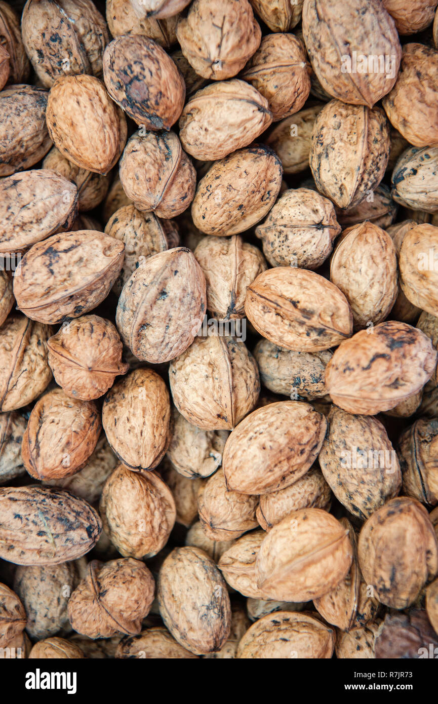 walnut background or texture, healthy food with a lot of vitamins ...