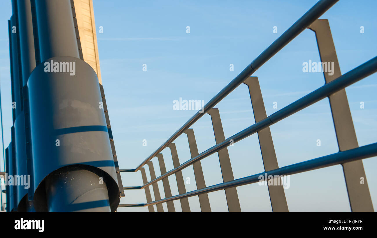 Details of a rope bridge over the river IJssel near Kampen, Netherlands ...
