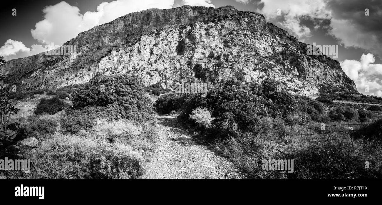 Landscape with dirt road to mountain, Crete, Greece Stock Photo - Alamy