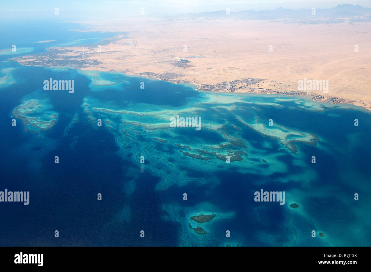 Aerial view, Red Sea, Hurghada, Red Sea Governorate, Egypt Stock Photo ...
