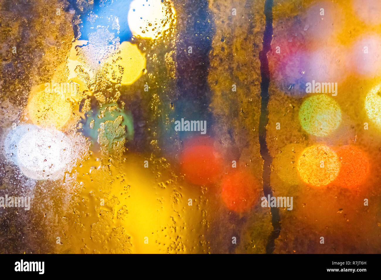 Rain drops on night window Stock Photo - Alamy