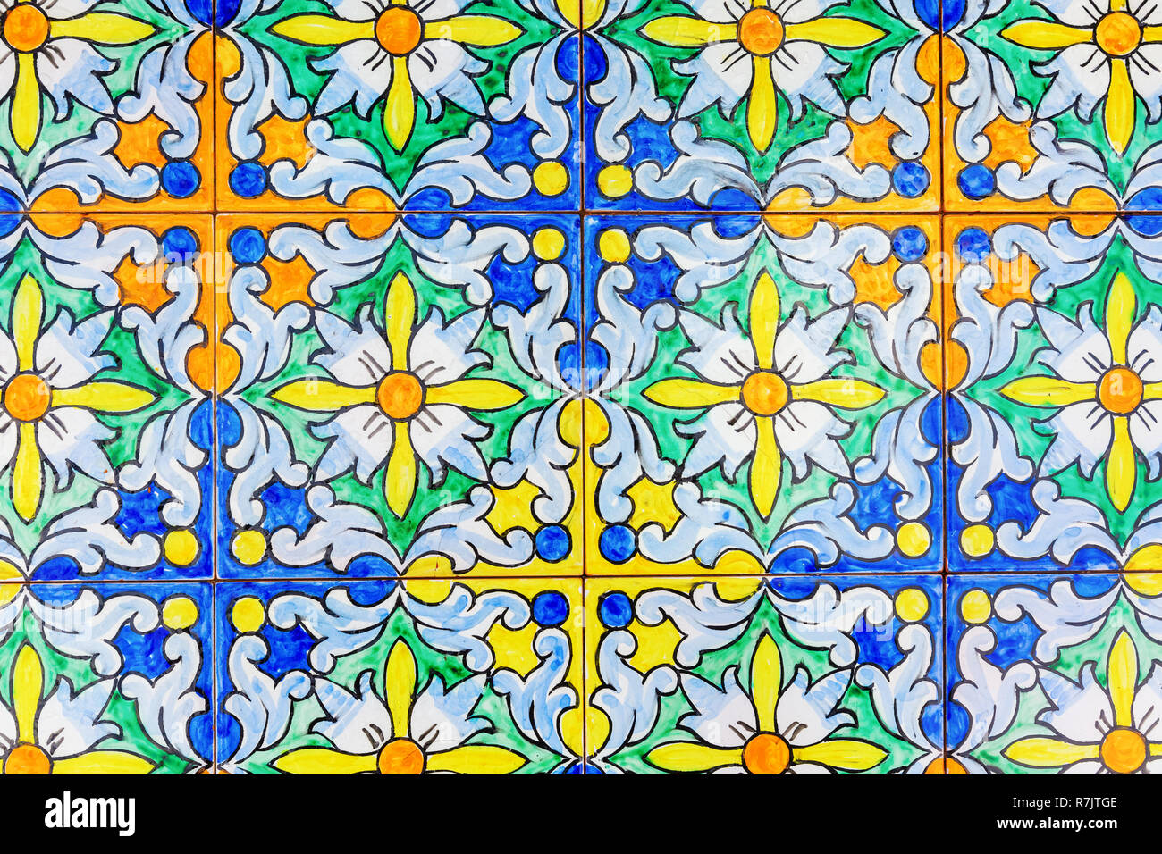background picture of traditional Andalusian tiles from Seville, Spain ...