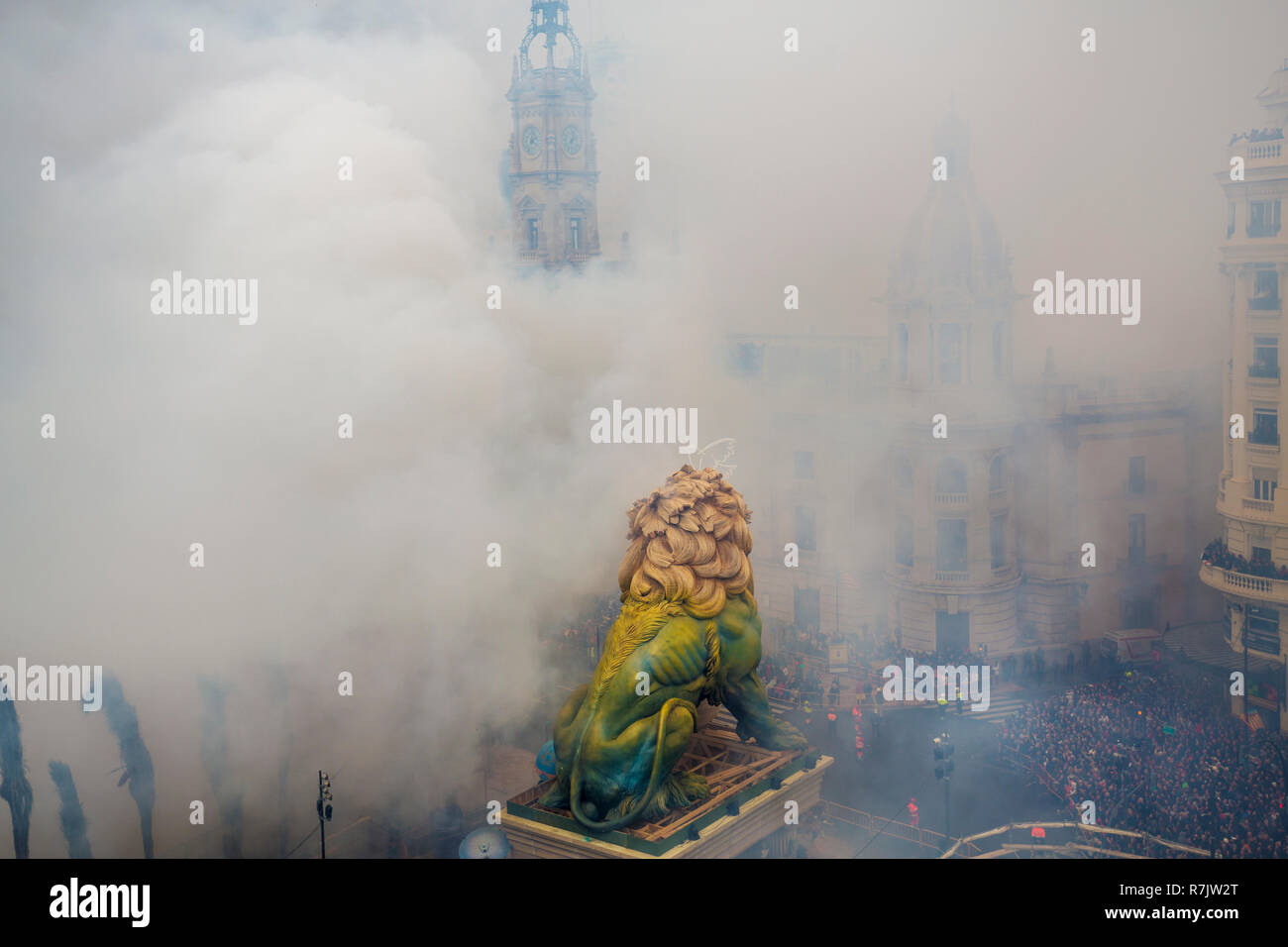 Fallas festival. Parade. Falleras, women in traditional dress. Valencia ...
