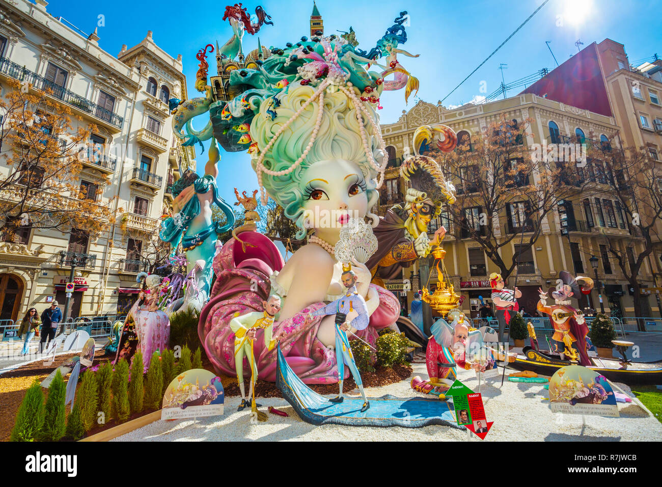 Fallas festival. Falla. Ninots, figures to be burnt during. Valencia ...