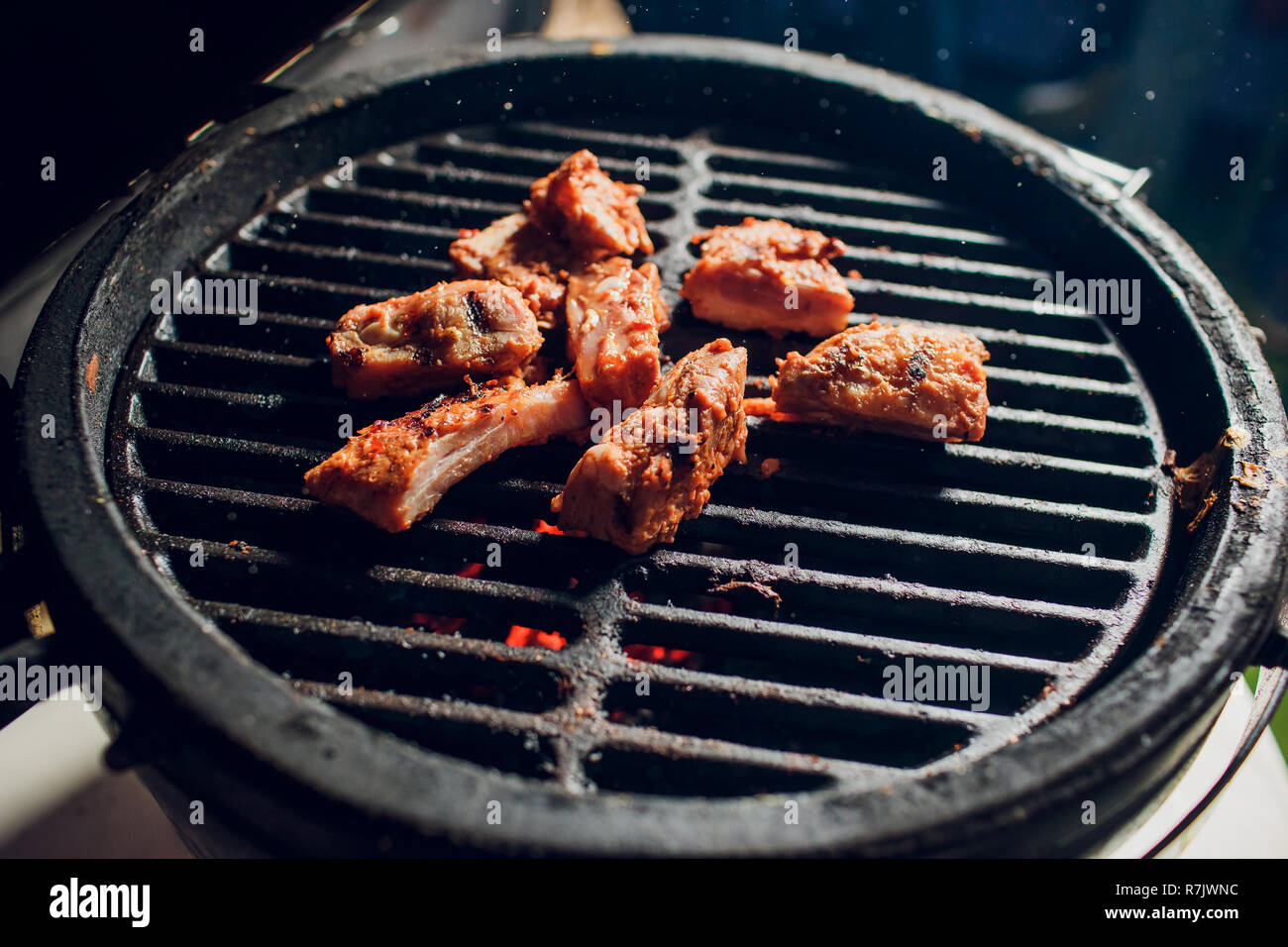 Dinner party, barbecue and roast pork night Stock Photo - Alamy