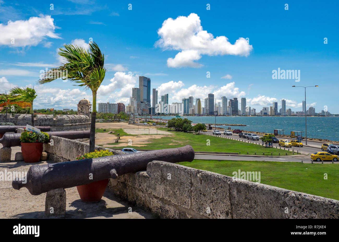 Cartagena city view captured from the old town wall. Cartagena , Murcia ...